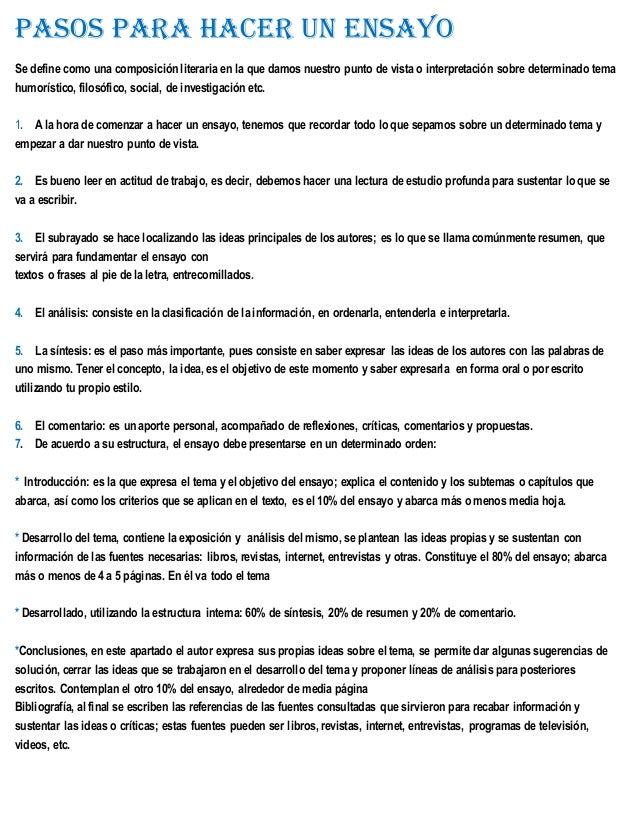 Pasos Para Realizar Un Ensayo Pasos Para Elaborar Un Ensayo