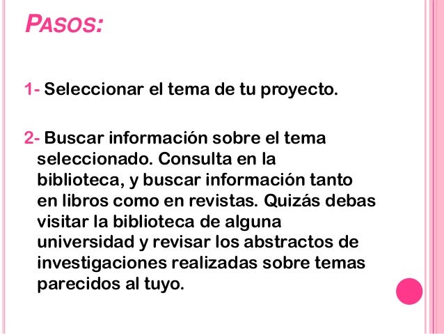 Pasos De Un Proyecto