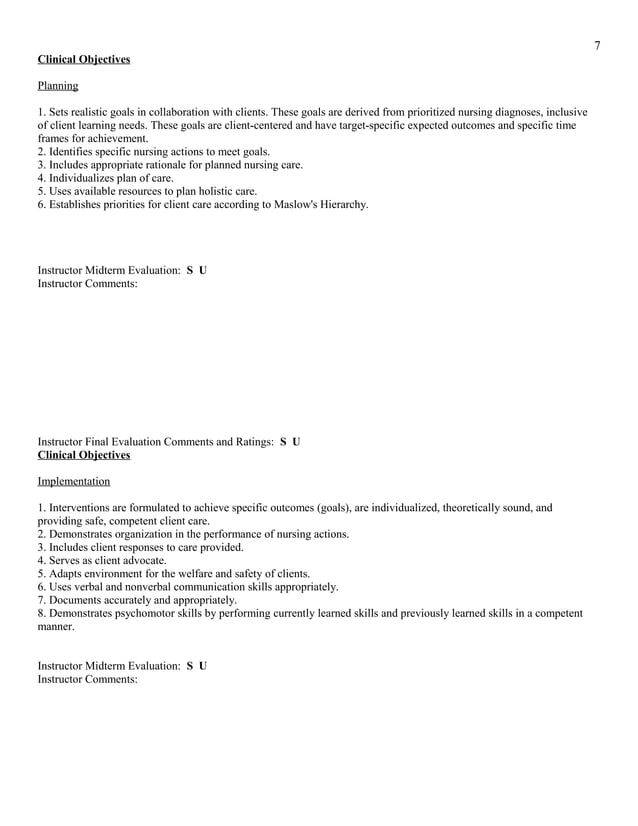 Pass fail clinical performance evaluation tool | DOC | Healthcare ...
