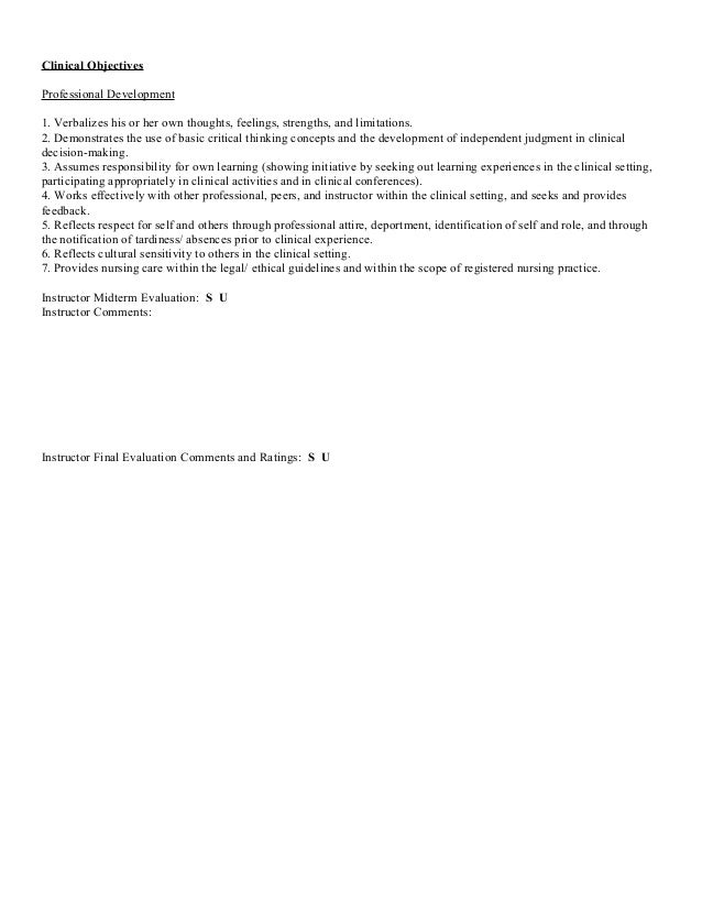 Pass Fail Clinical Performance Evaluation Tool