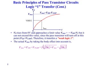 pass-transistors.ppt working of transistors | PPT
