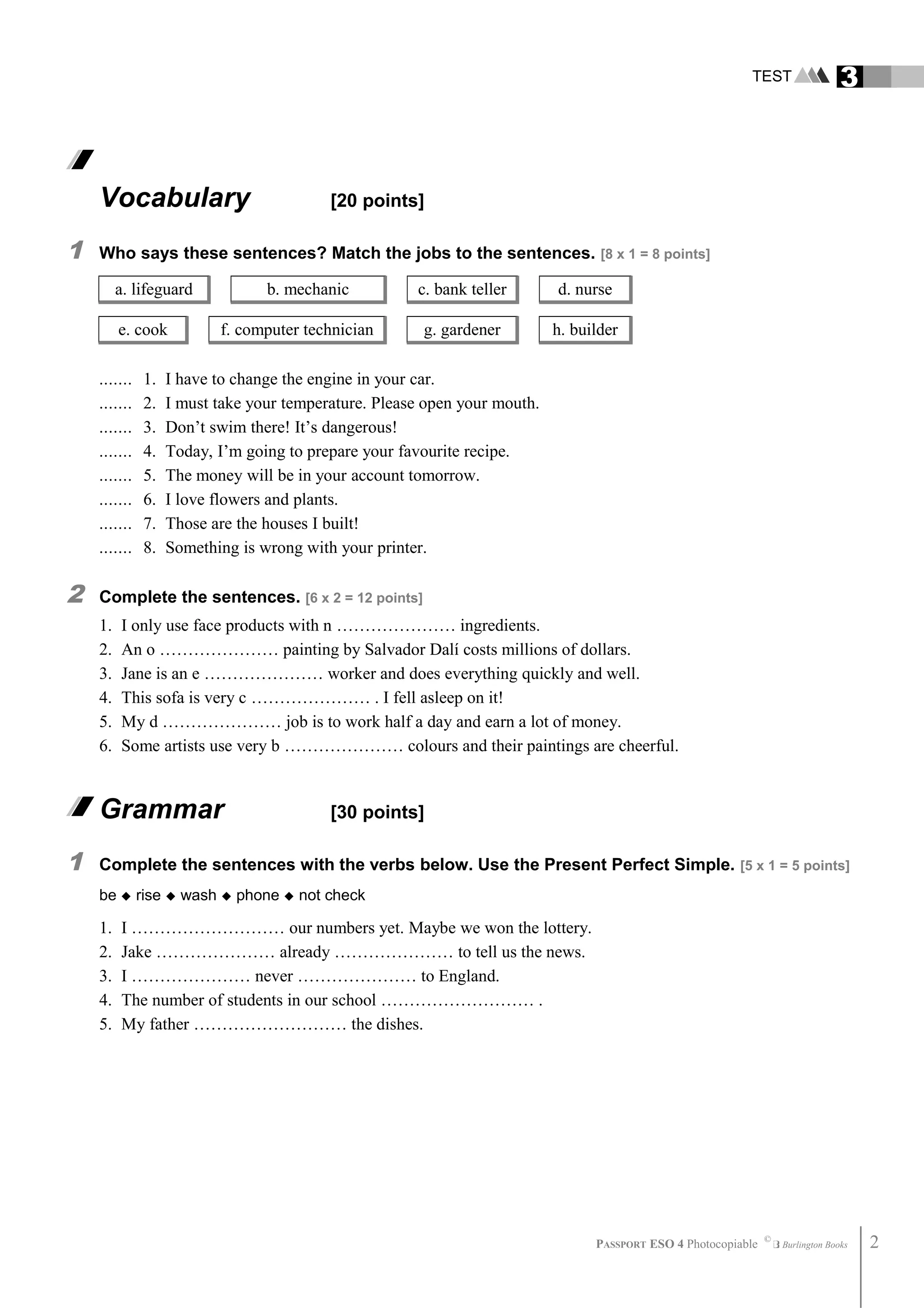 4ESO UNIT 3 - TEST 3 | DOC