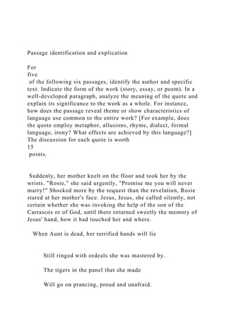 Passage identification and explicationFor five of the fo.docx
