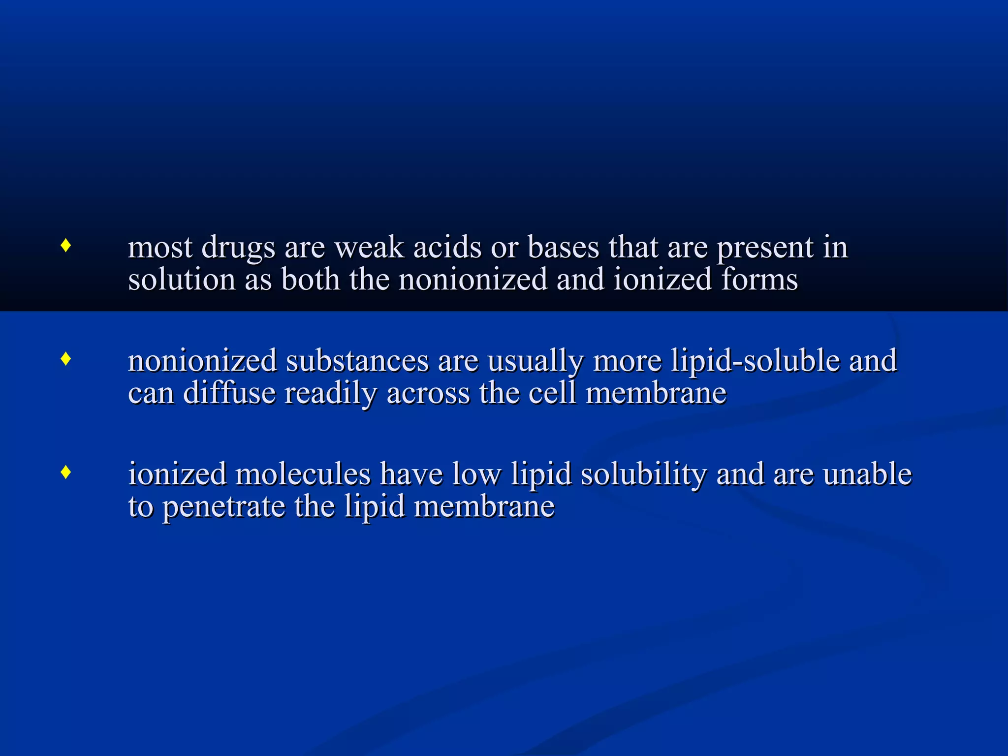 Pharmacokinetics :Passage of drug molecules across cell membrane and ...