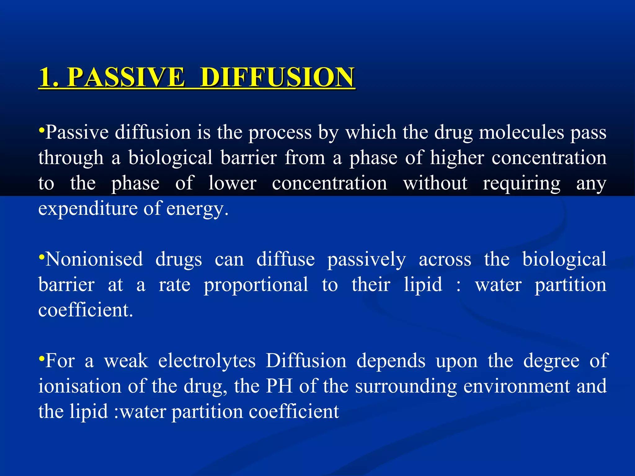 Pharmacokinetics :Passage of drug molecules across cell membrane and ...