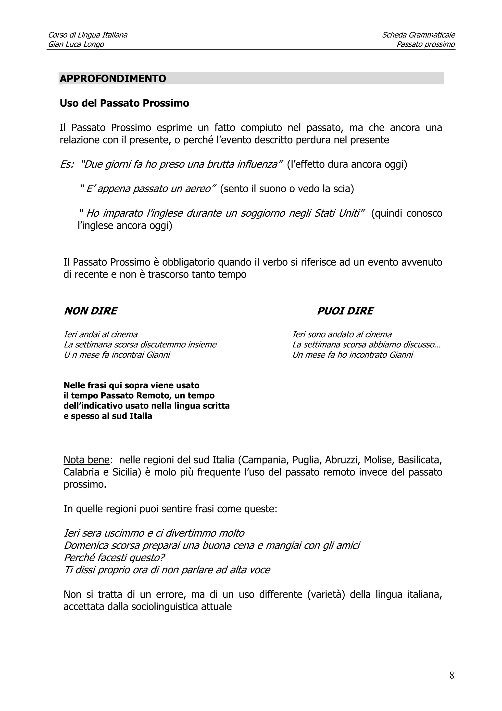 Passato prossimo spiegazione esercizi | PDF | Educational Assessment ...