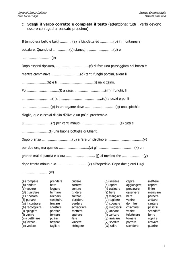 Passato prossimo spiegazione esercizi | PDF | Educational Assessment ...
