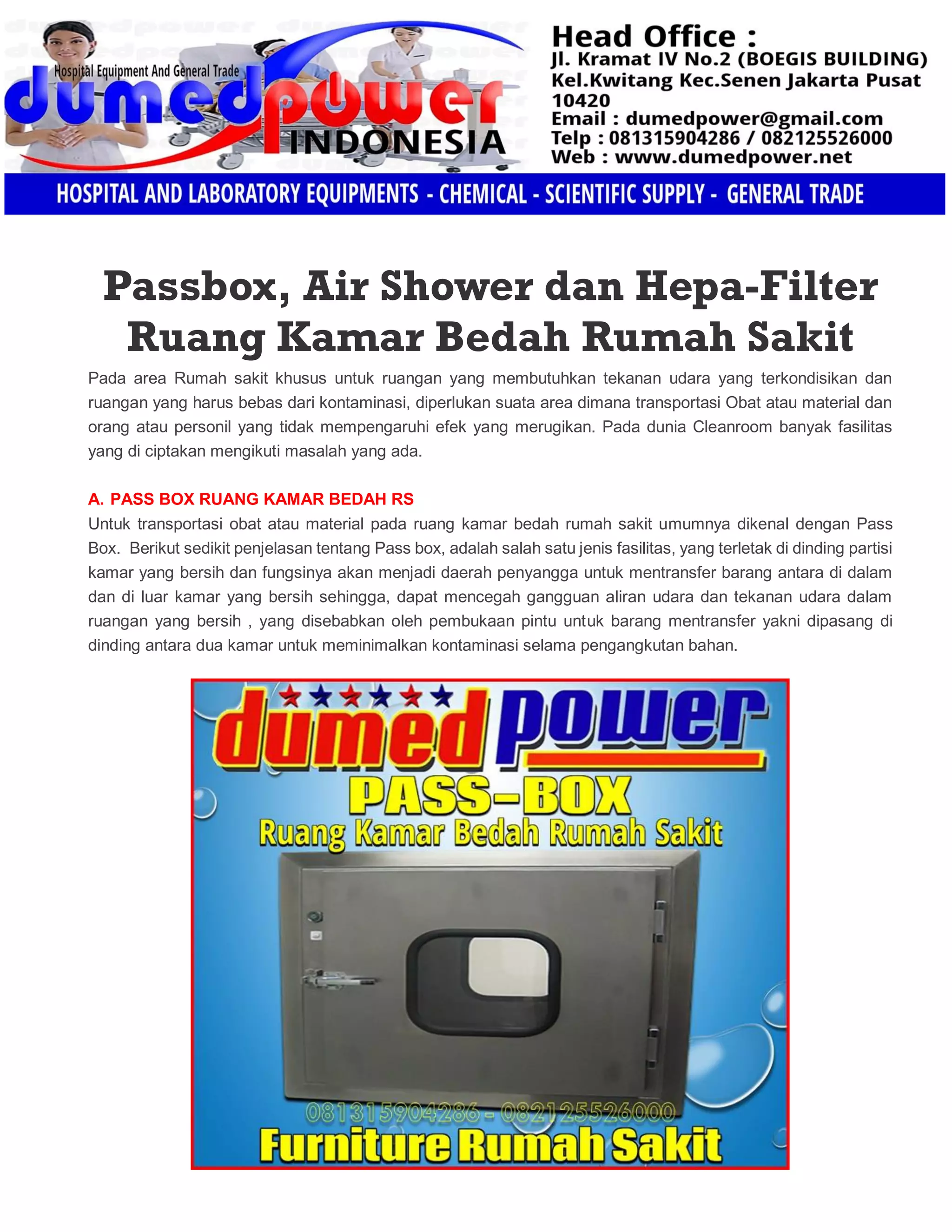 Pass box, air shower, hepa filter dan pintu kamar bedah rumah sakit | PDF