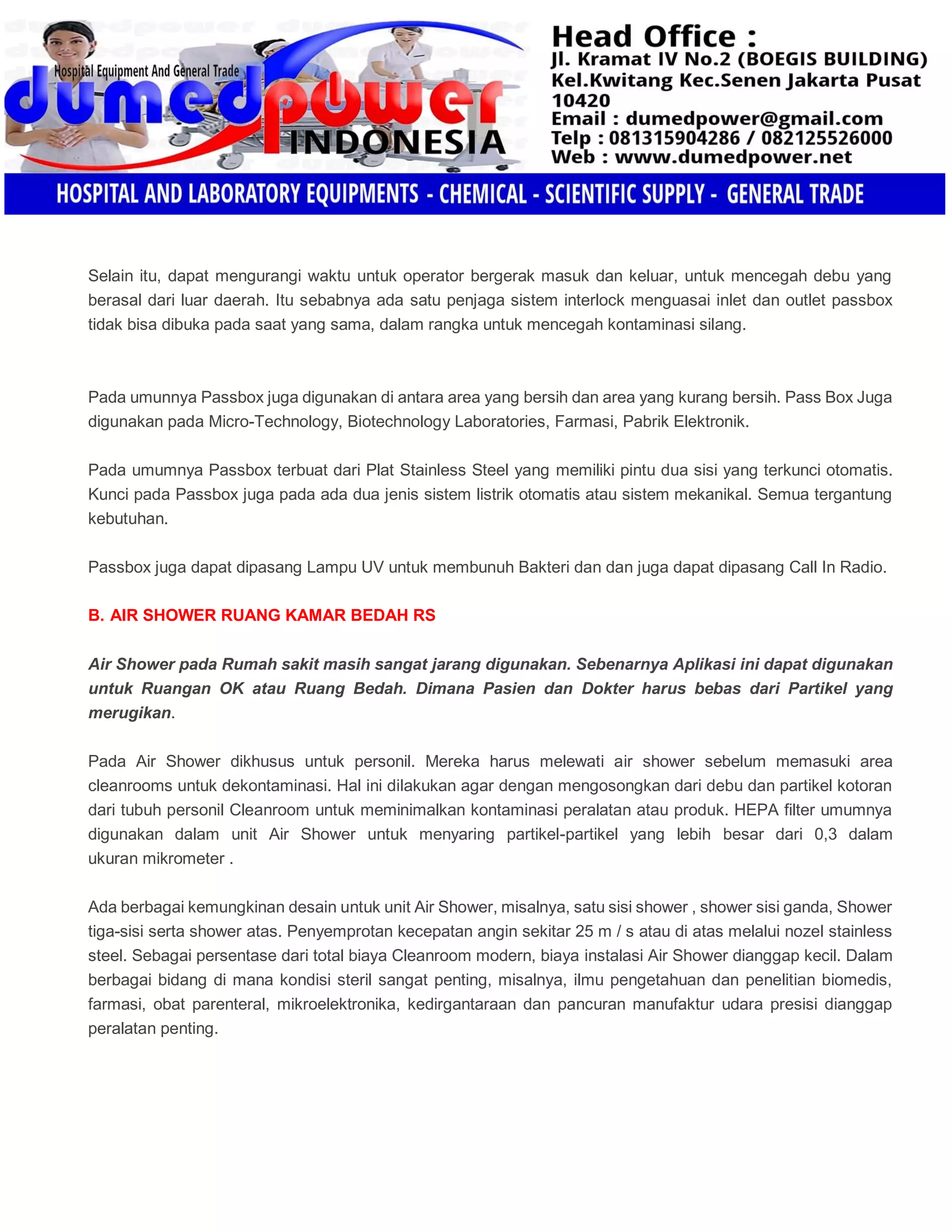 Pass box, air shower, hepa filter dan pintu kamar bedah rumah sakit | PDF