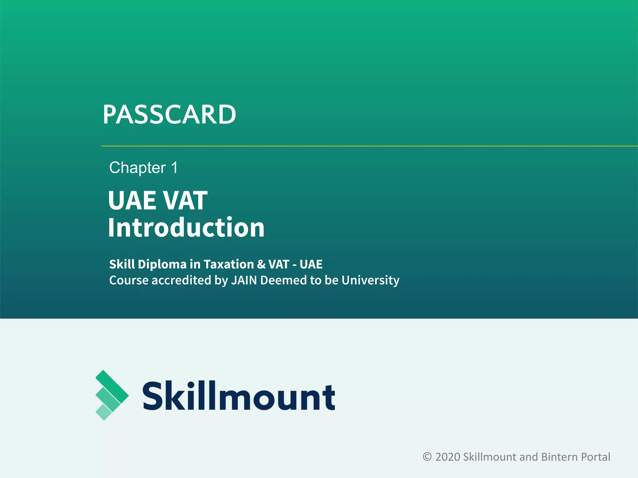 Passcard - Chapter 01: UAE VAT Introduction | Taxation & VAT - UAE ...