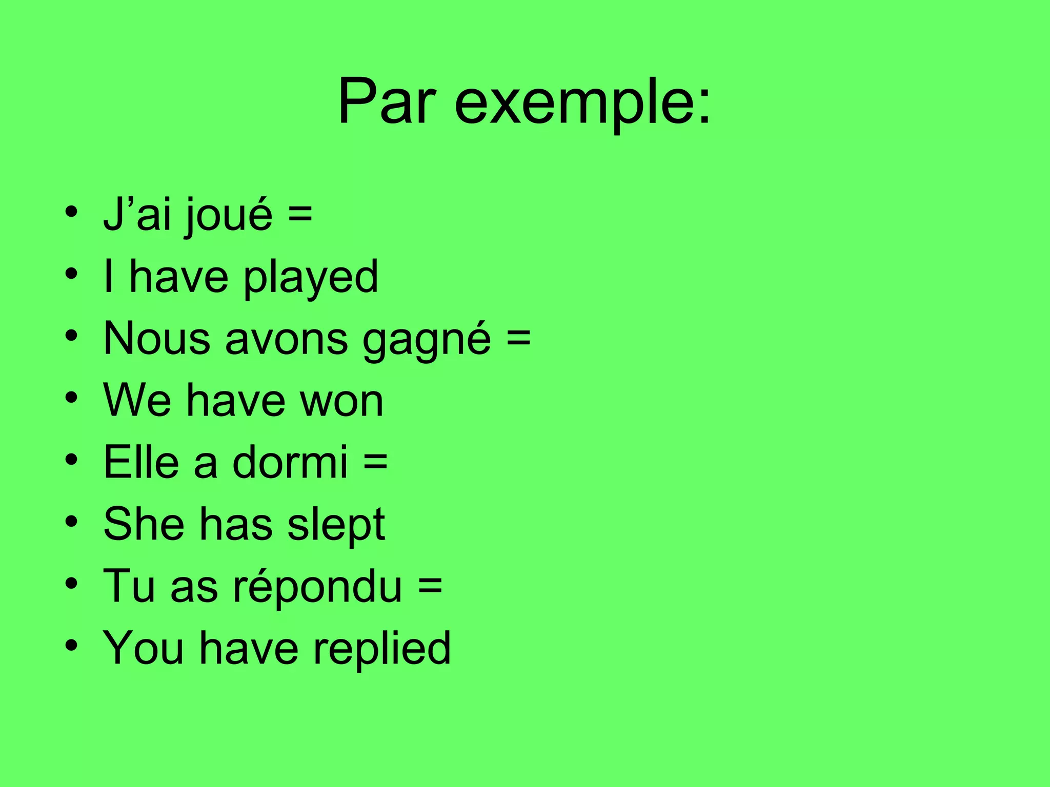 Passé composé revision | PPT