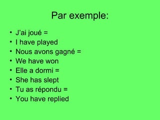 Passé composé revision | PPT