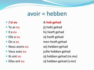 Passé composé van de werkwoorden être + avoir | PPTX