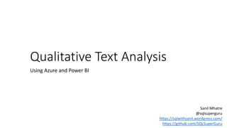 Text Mining & Sentiment Analysis with Power BI & Azure | PPTX