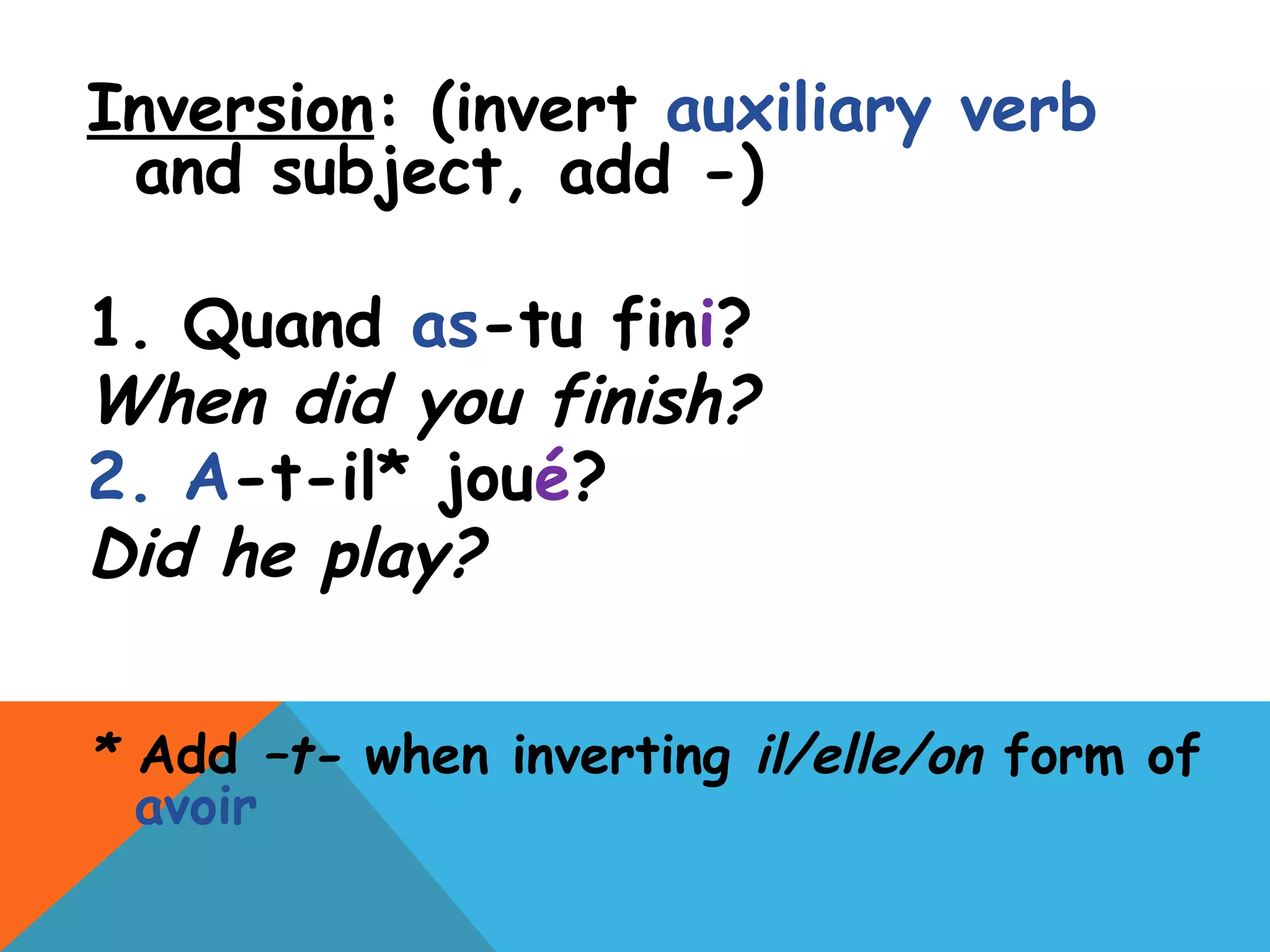 Passe compose with avoir | PPT