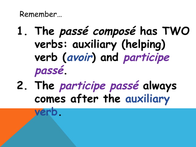 Passe compose with avoir | PPT