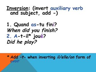 Passe compose with avoir | PPT