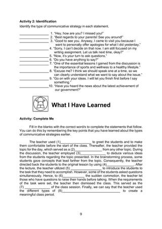 Communicative Strategies Oral Communicat | PDF