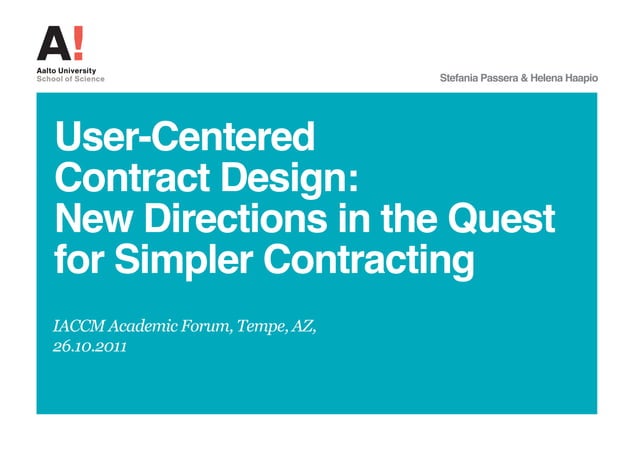 User-Centered Contract Design: New Directions in the Quest for Simpler ...