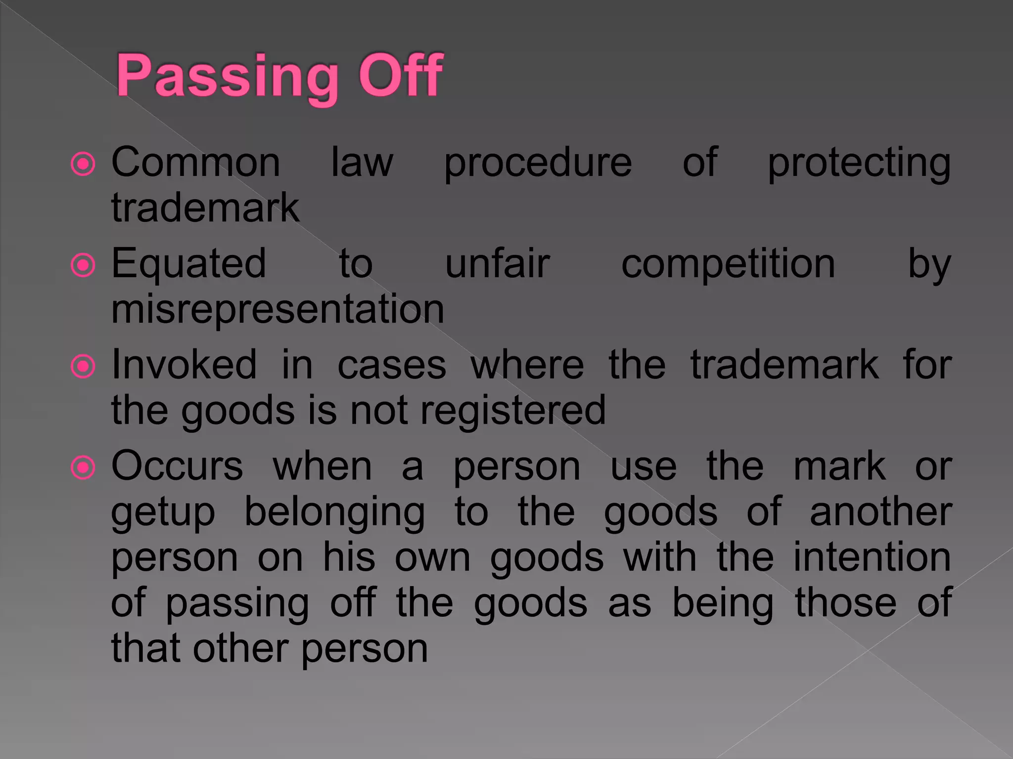 Passing off ppt | PPTX