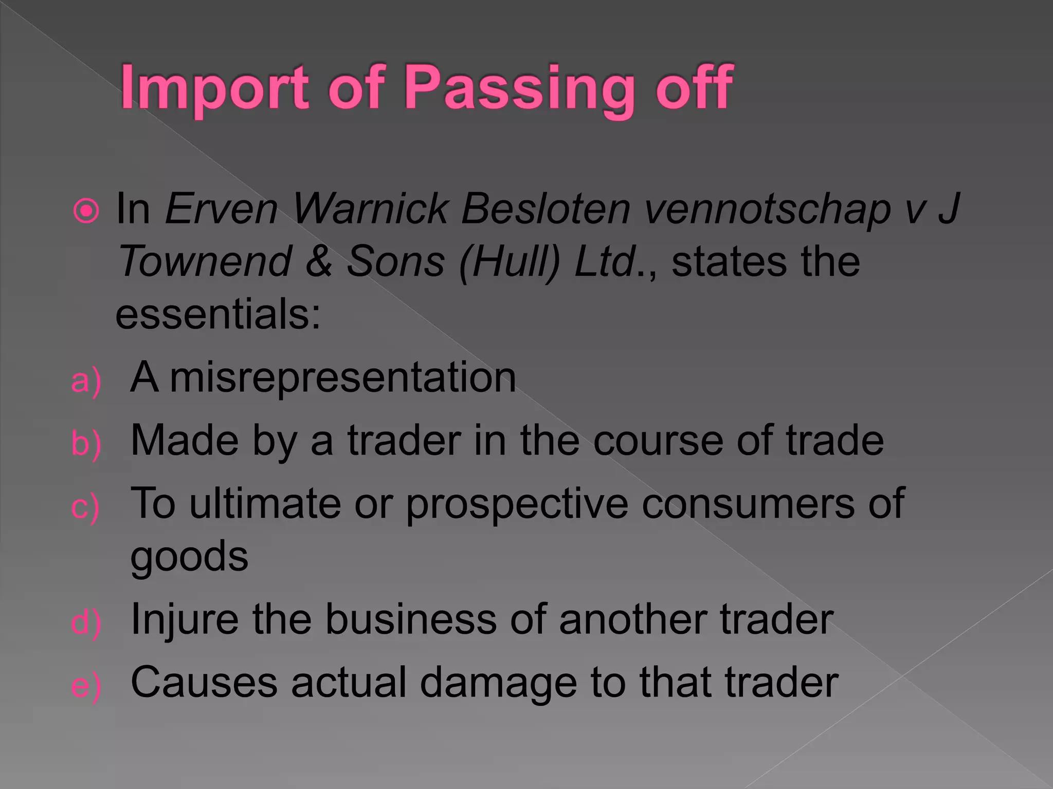 Passing off ppt | PPTX
