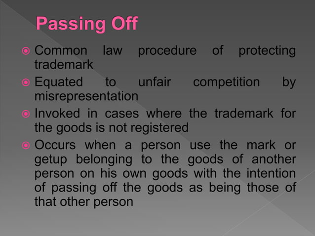 Passing off ppt | PPTX | Law