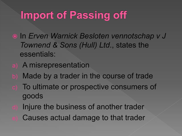 Passing off ppt | PPTX | Law
