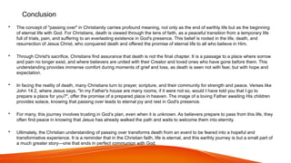 Passing over" refers to the transition from earthly life to eternal ...