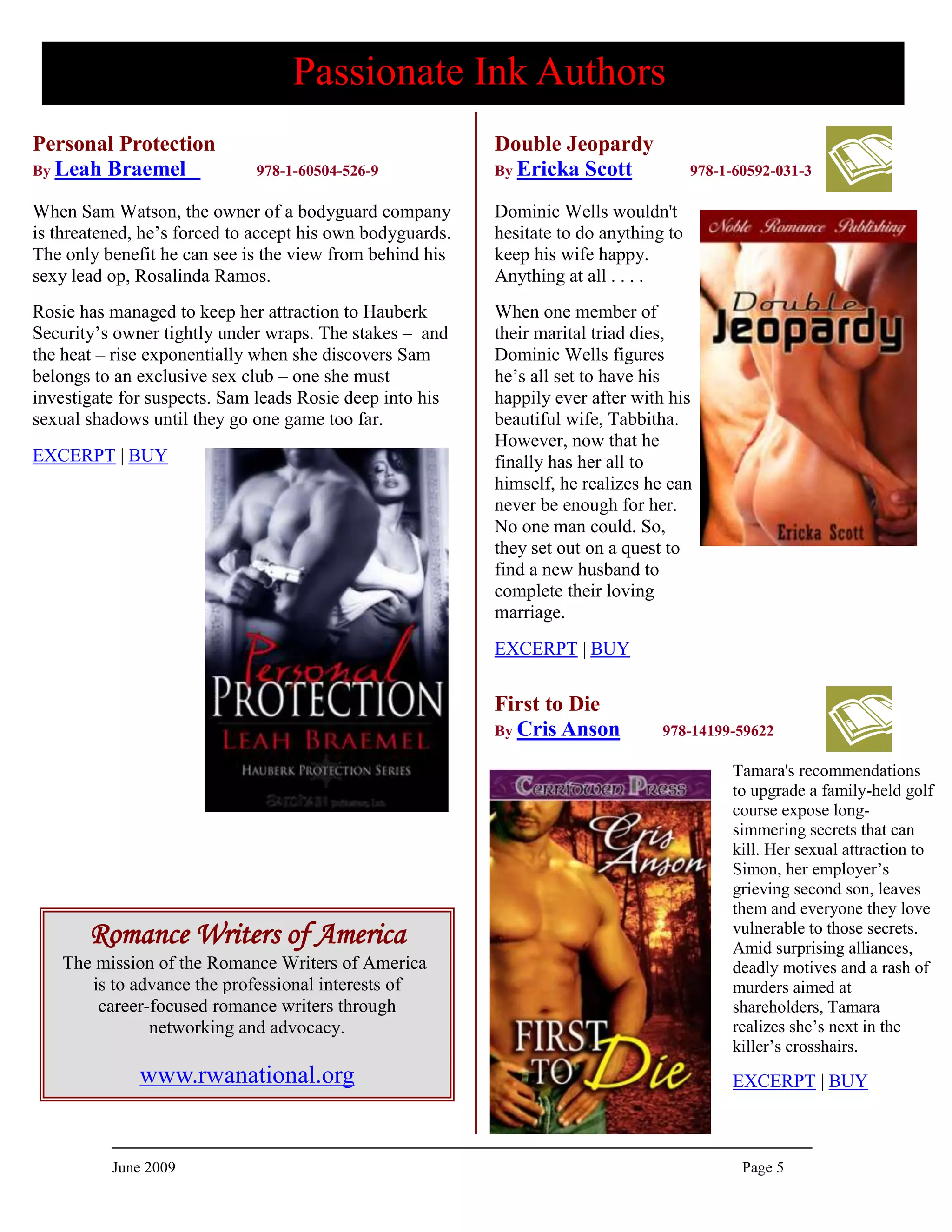 Passionate Ink Booknotes June 2009 Edition | PDF | Romance | Genres