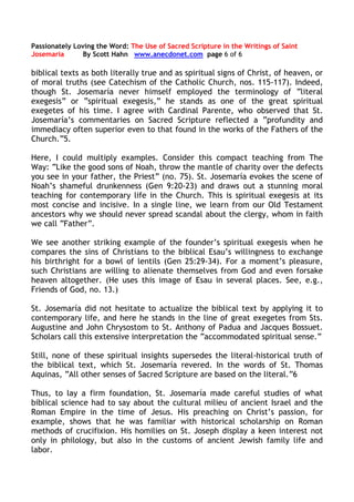 Passionately Loving the Word: The Use of Sacred Scripture in the ...