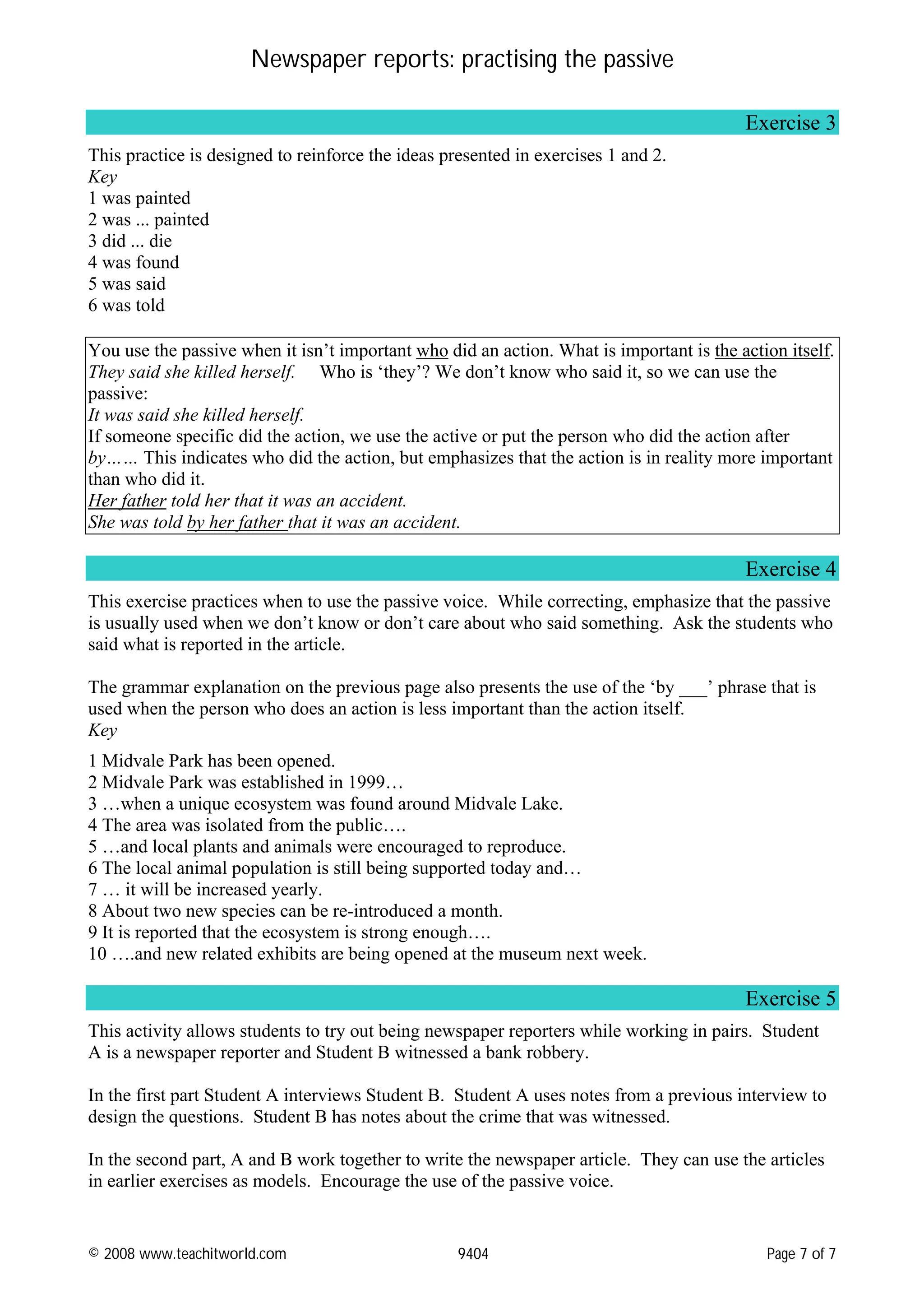 Passive - newspaper reports b2 | PDF