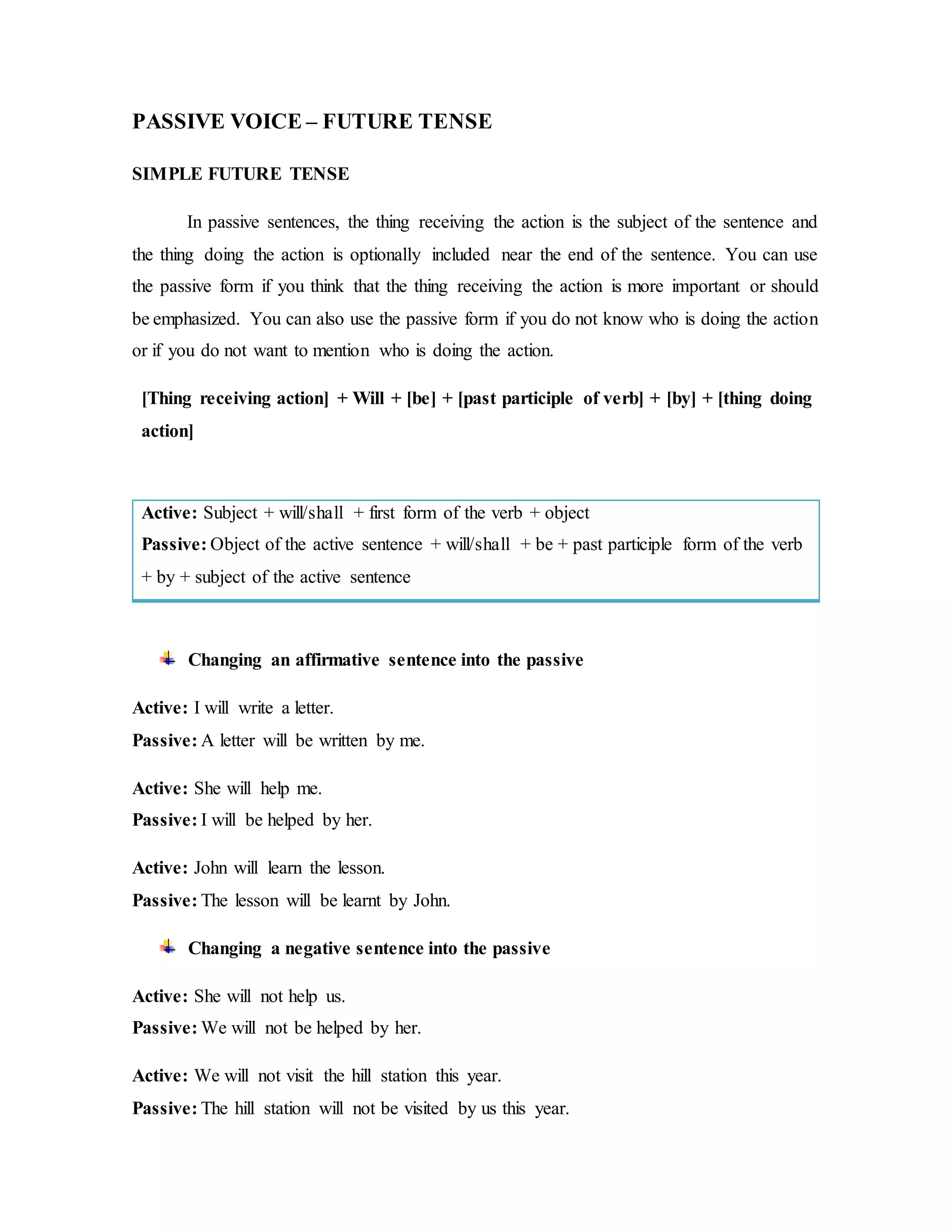Passive voice-future-tense | PDF