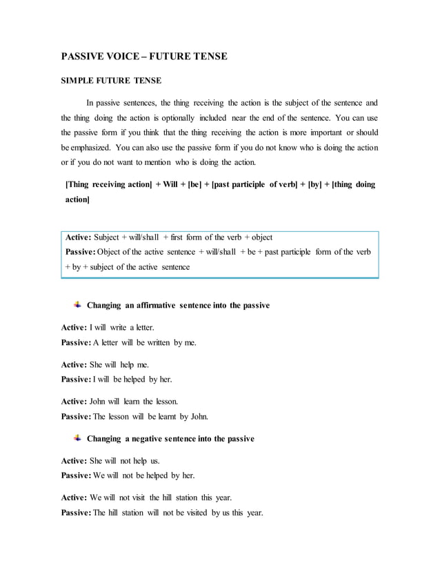 Passive voice-future-tense | PDF