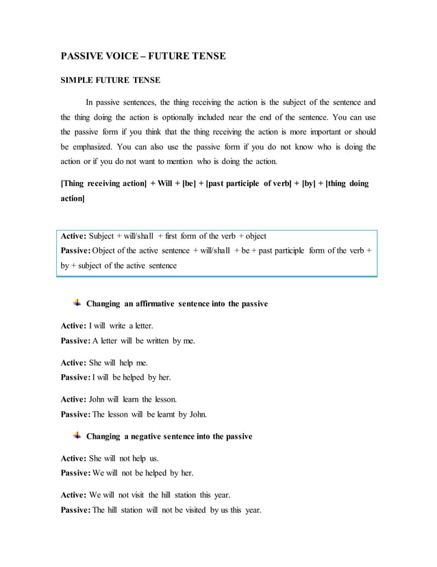 Passive voice-future-tense | PDF