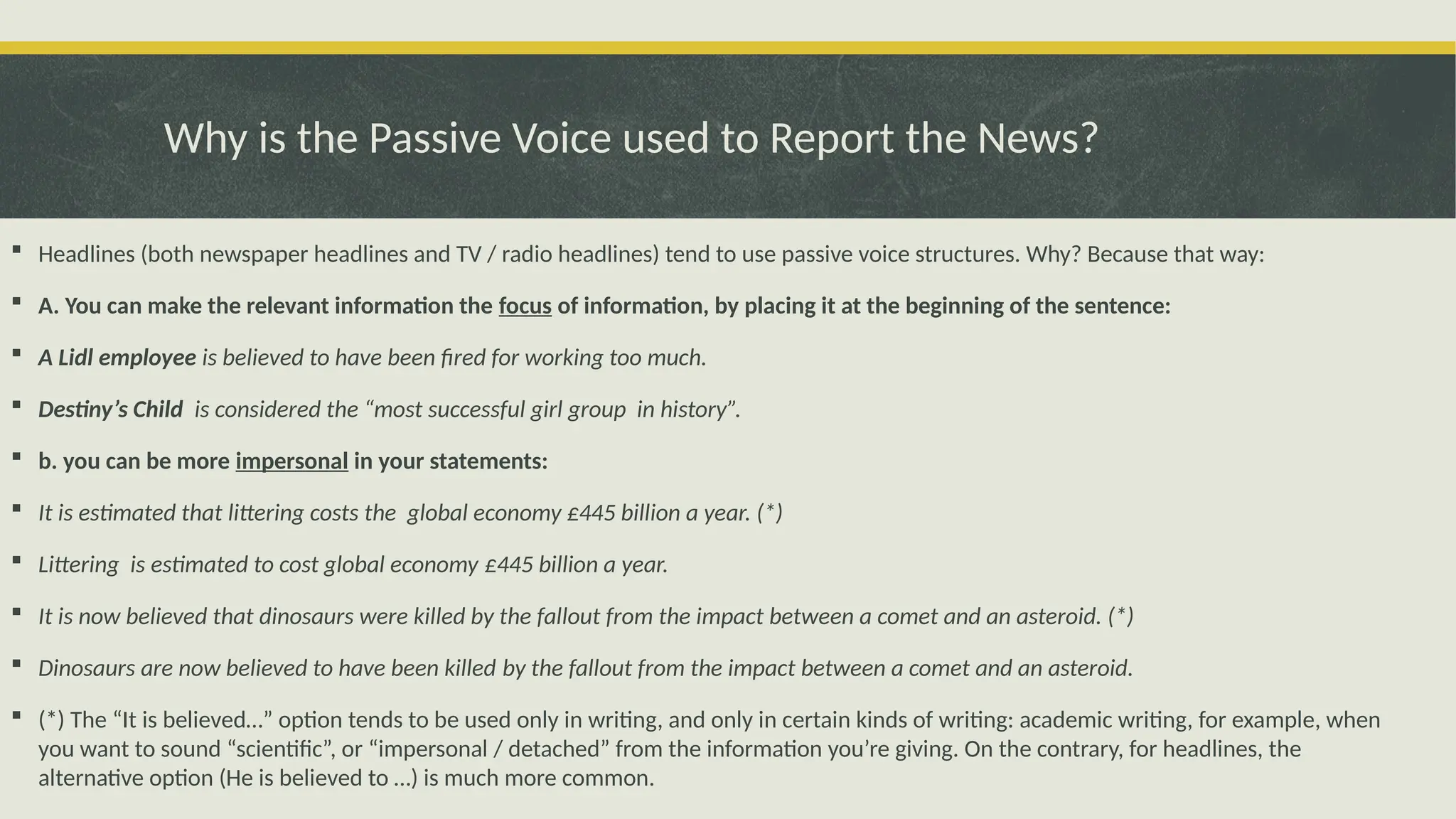 Passive-Voice-in-News-Reports, english homework | PPTX