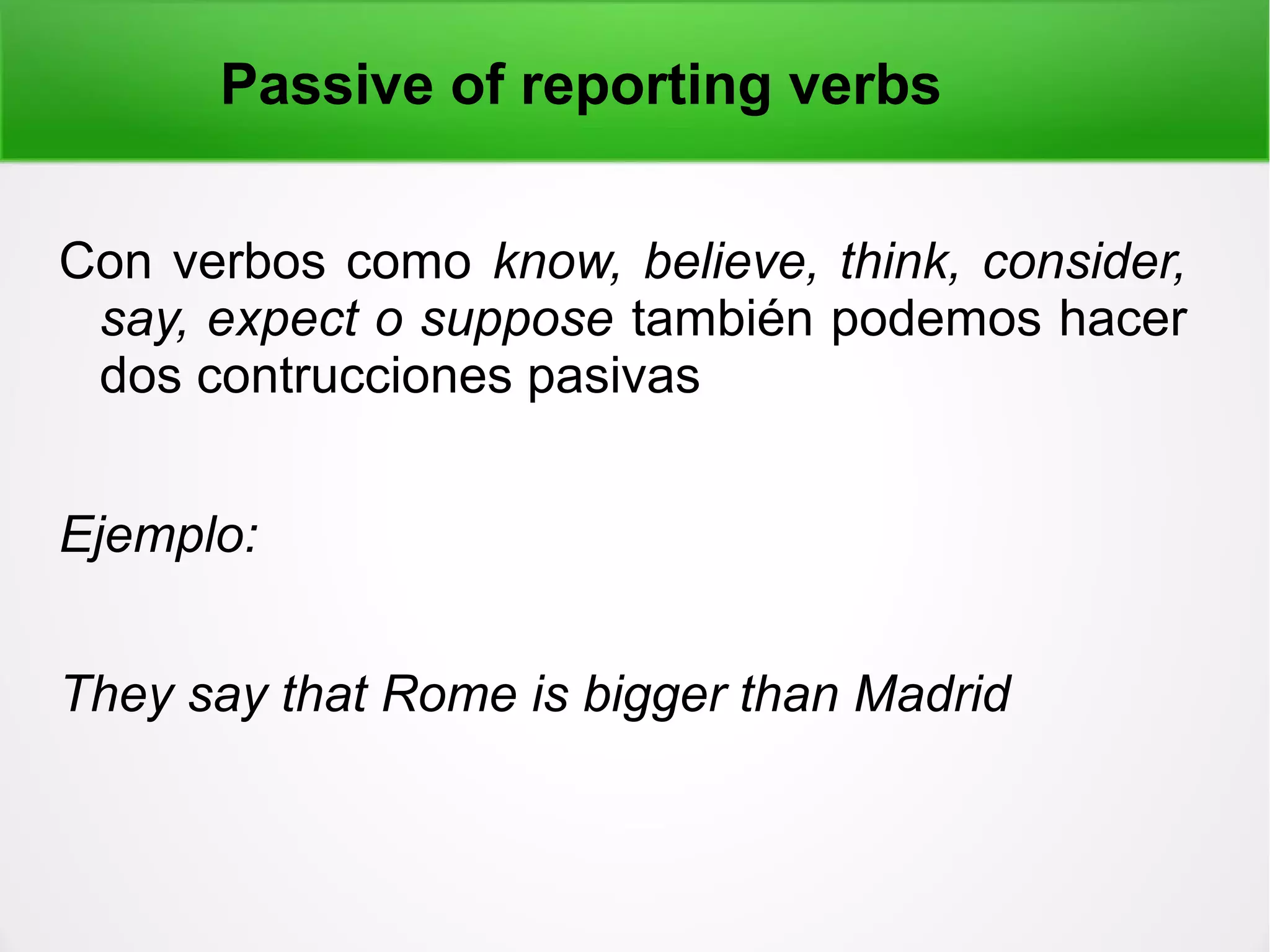 Passive of reporting verbs | PPT