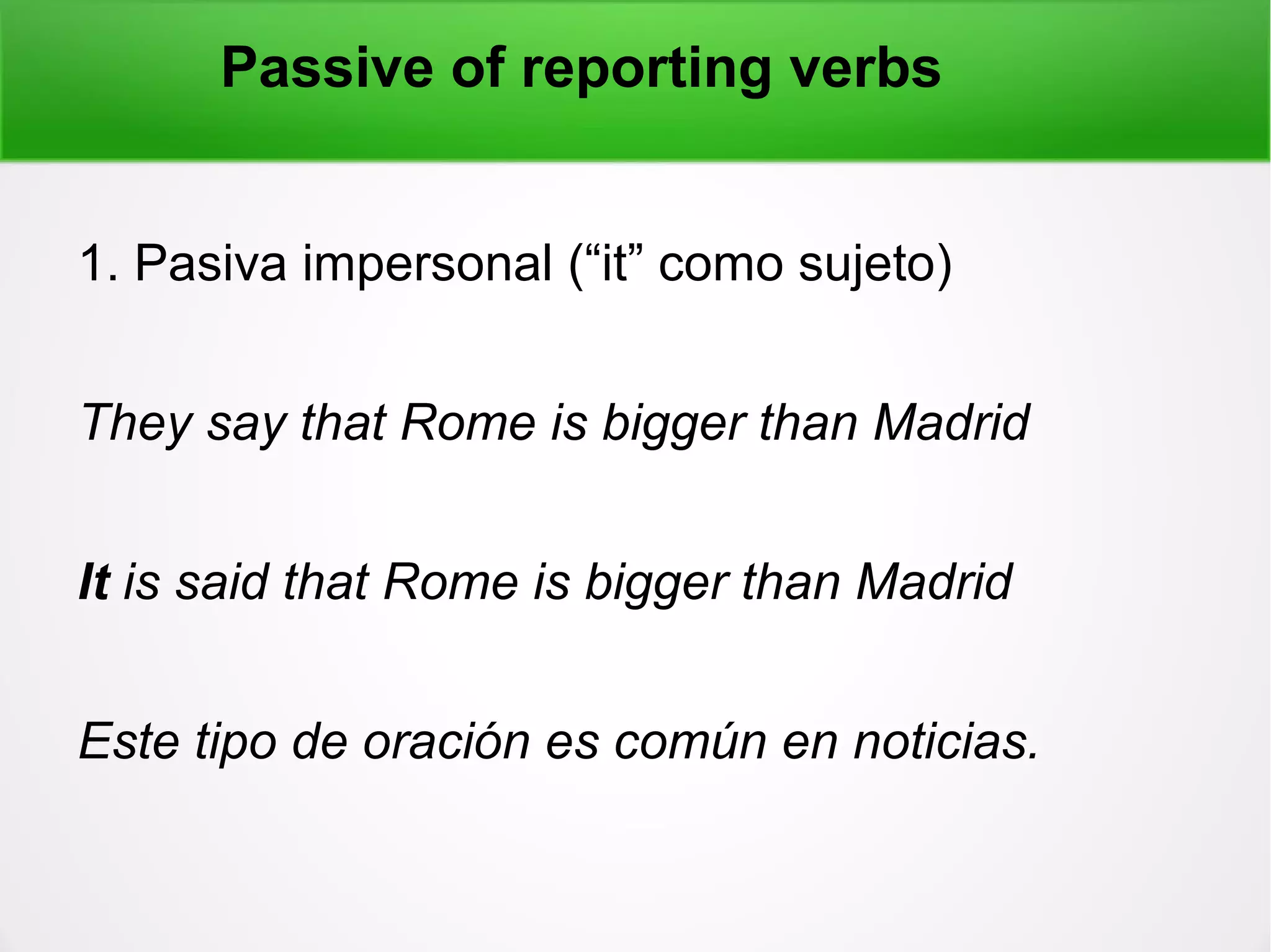 Passive of reporting verbs | PPT