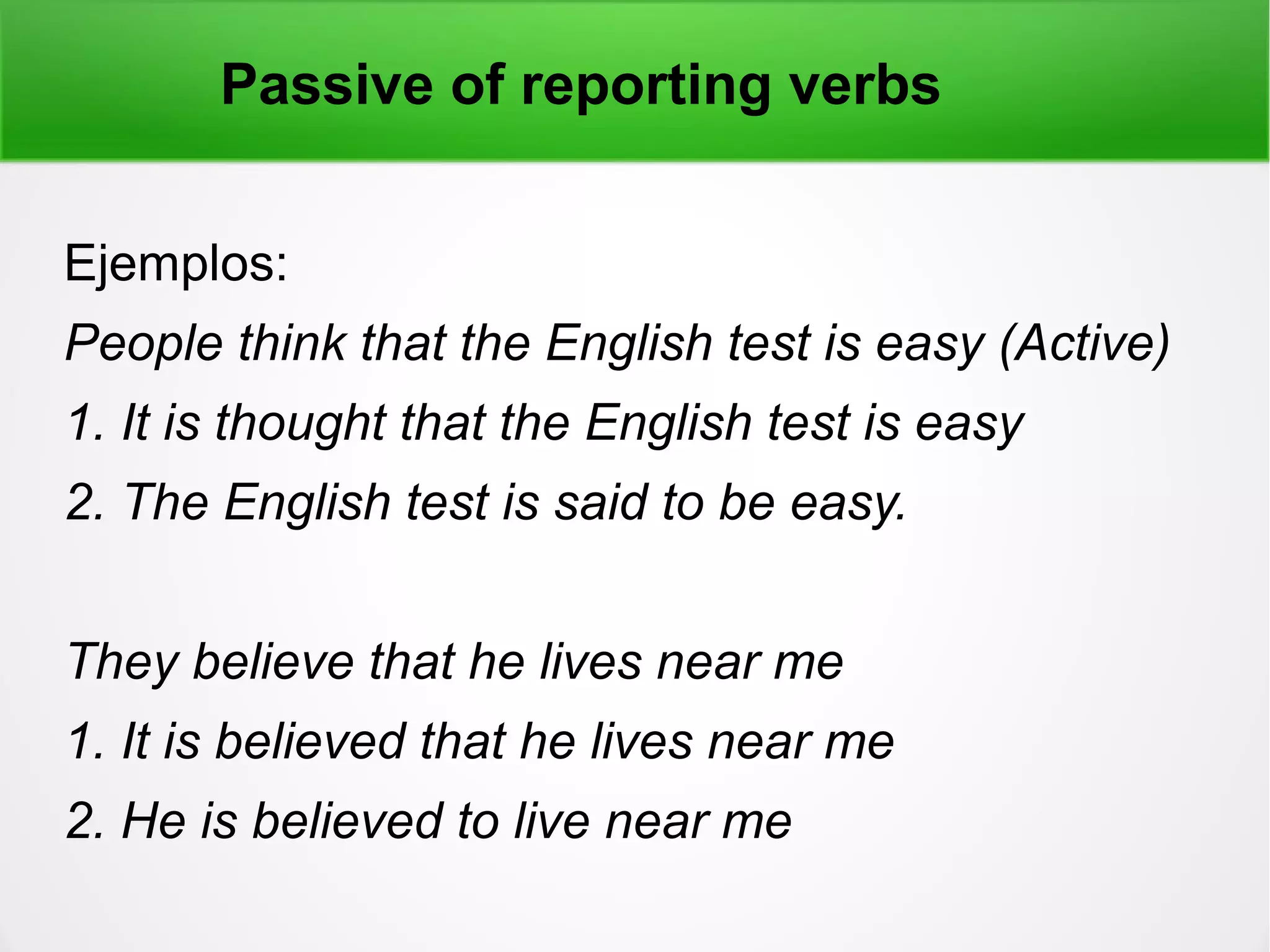 Passive of reporting verbs | PPT