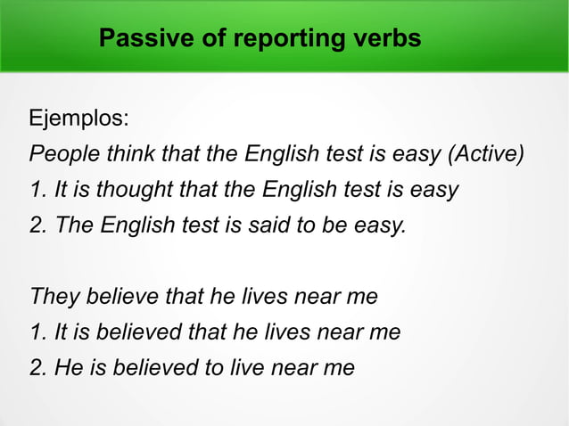 Passive of reporting verbs | PPT