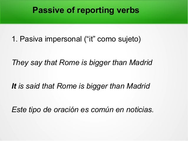 Passive of reporting verbs