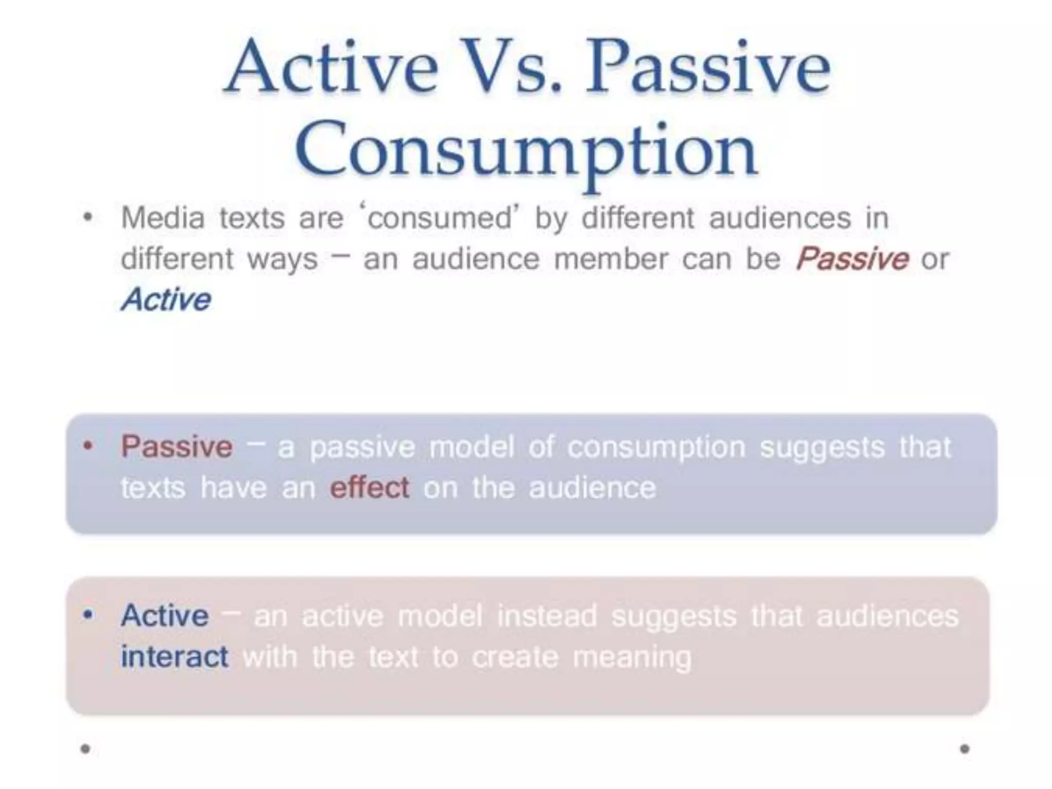 Passive & Active Audience Theories | PPTX