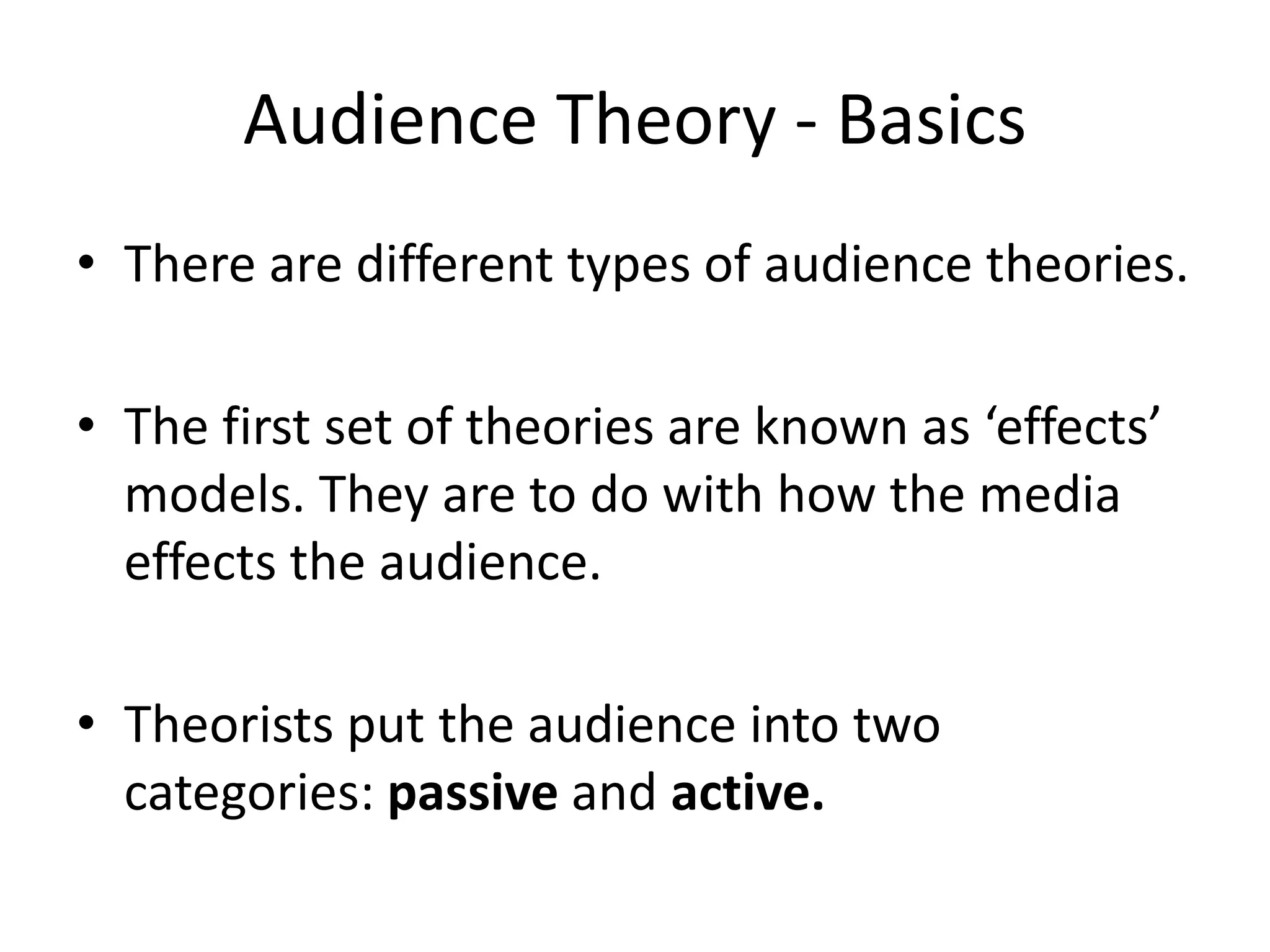 Section A: Passive Audience Theory | PPTX