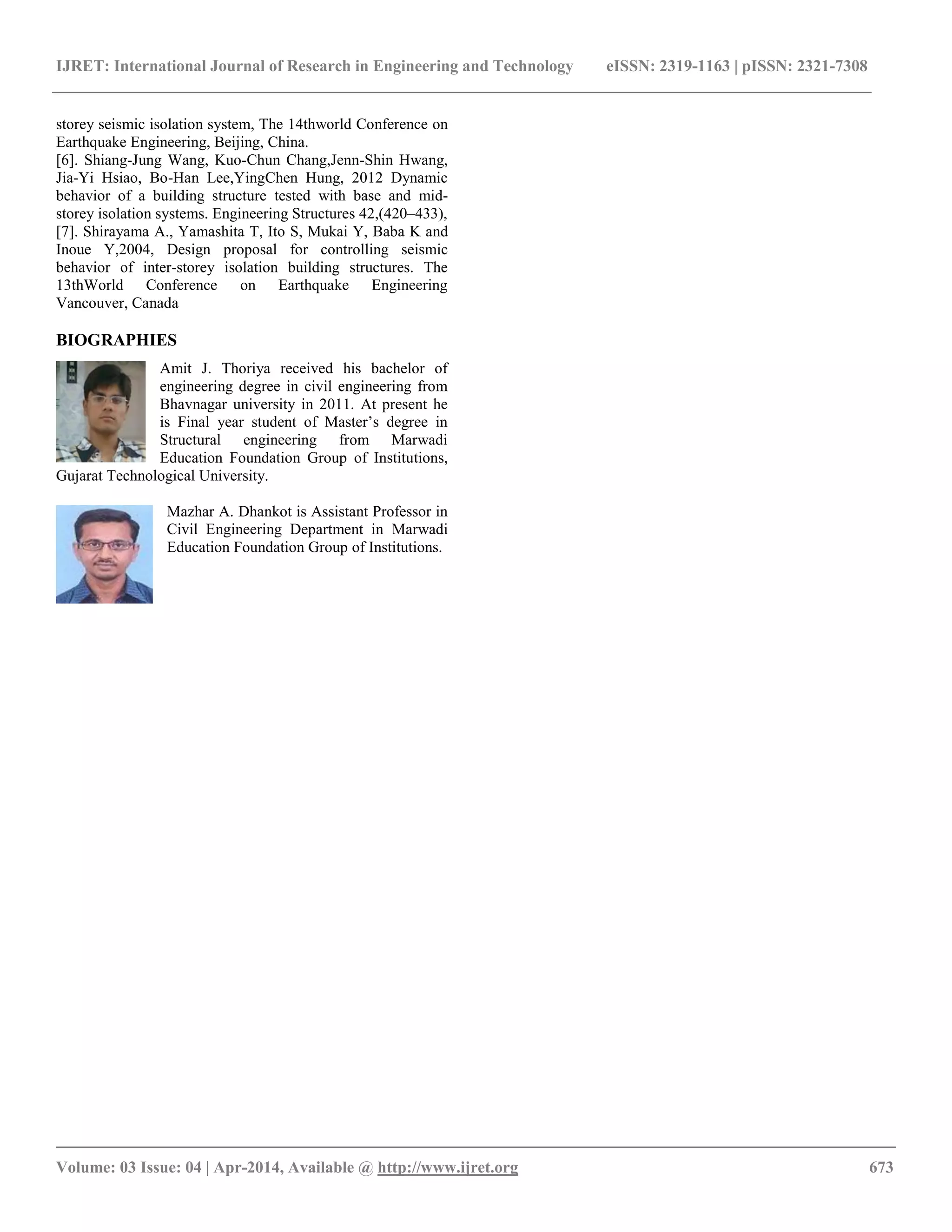 Passive control of structures using sliding isolators at intermediate floor levels | PDF