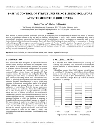 Passive control of structures using sliding isolators at intermediate floor levels | PDF
