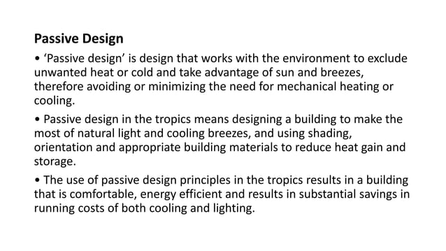 Passive design strategy | PPTX | Indoor Environmental Quality | Home ...