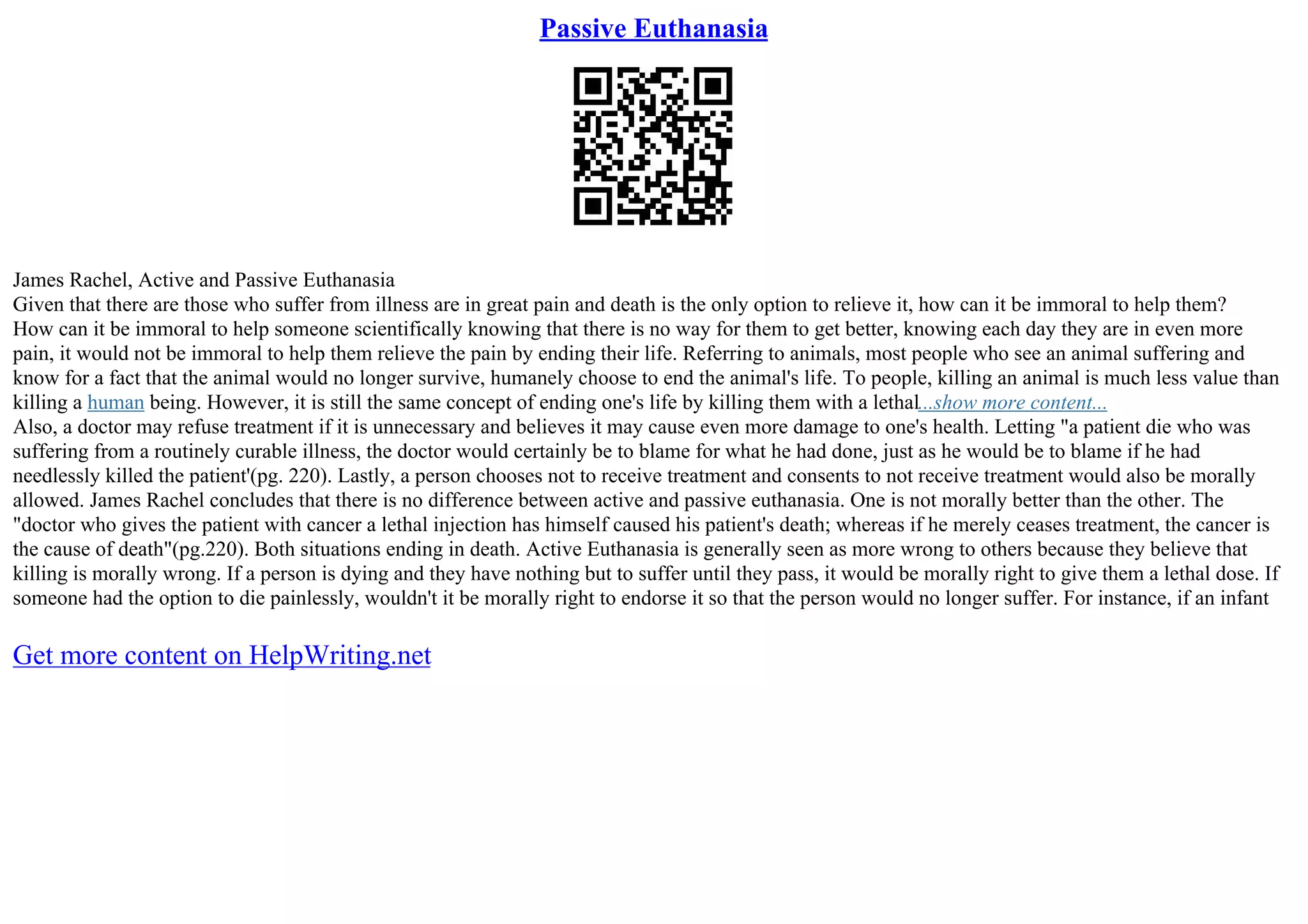 Passive Euthanasia | PDF