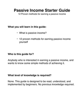 Passive Income Starter Guide | PDF