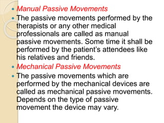 passive movement.pptx | Physical Therapy | Wellness