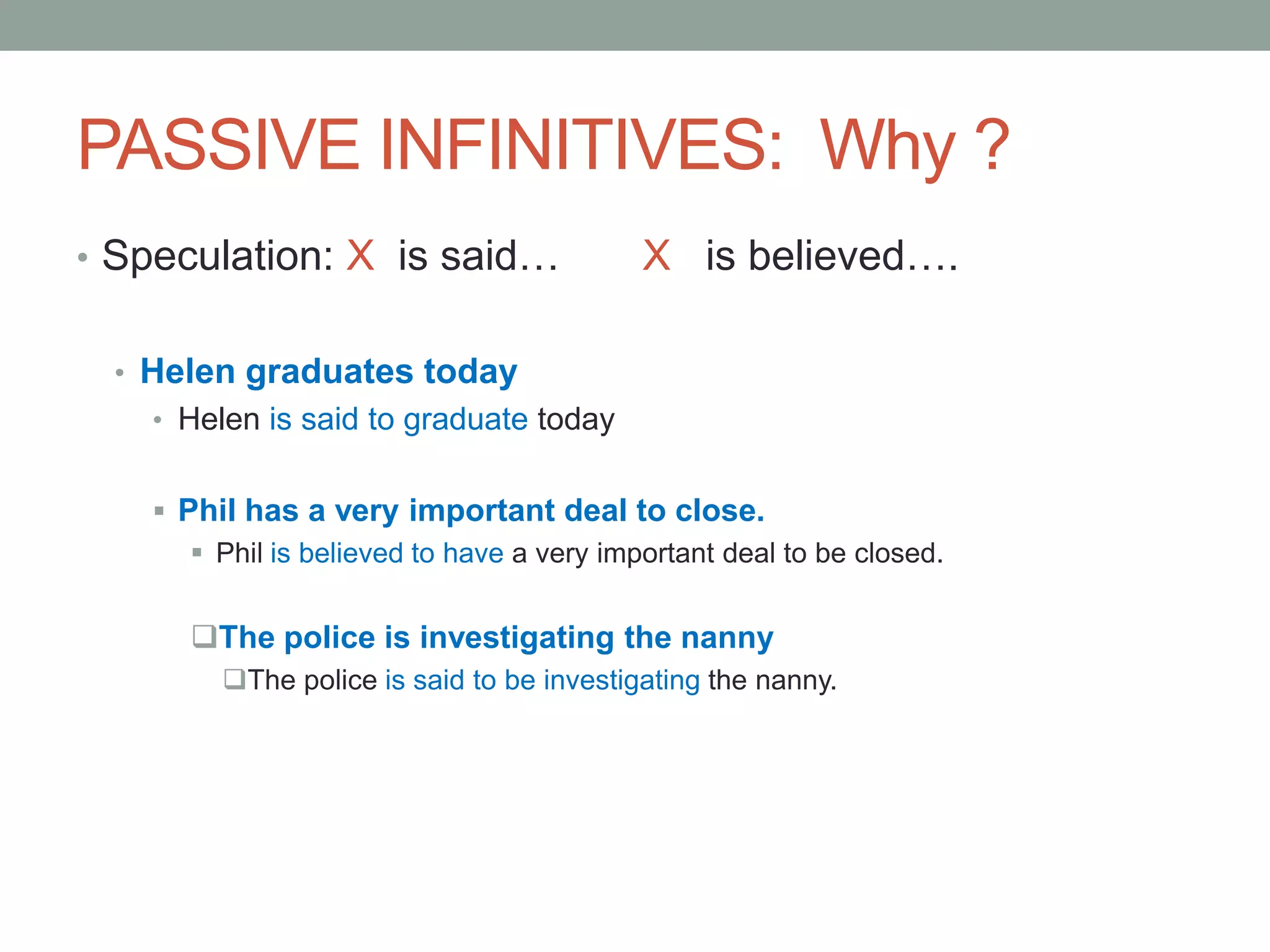 Passive of infinitives and gerunds | PPTX
