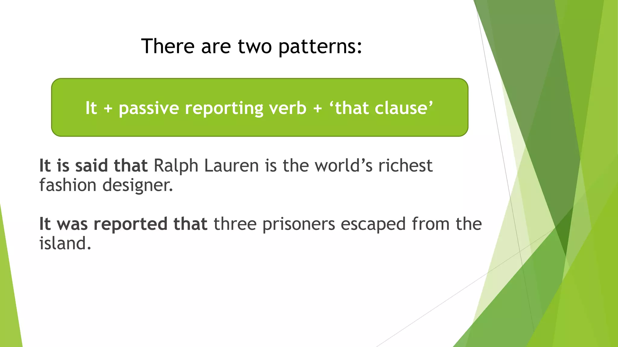 Passive reporting verbs | PPTX